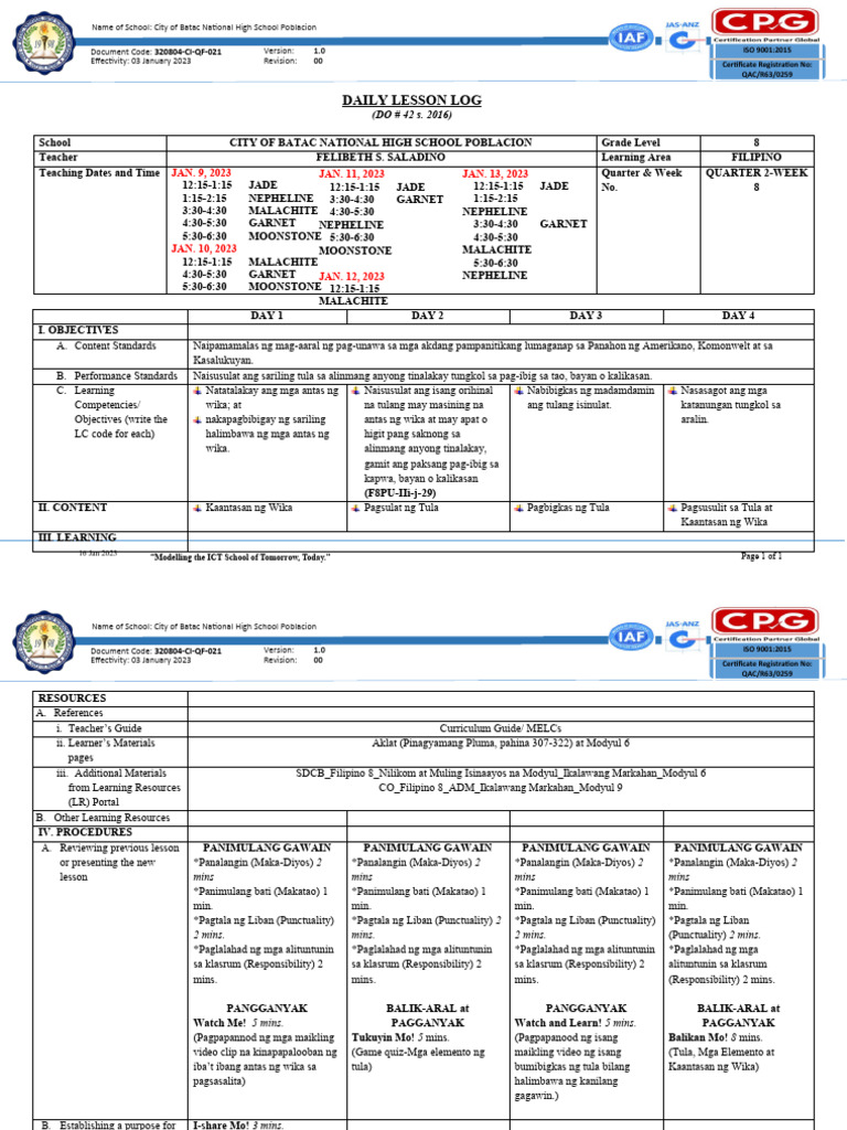DLL - Q2 - Fil8 - Week 8 | Download Free PDF | Cognition | Human ...