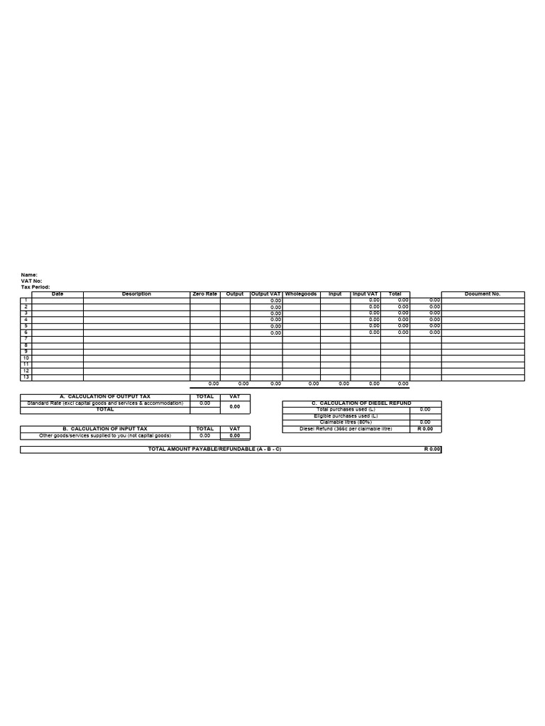 VAT Calculation Template | PDF