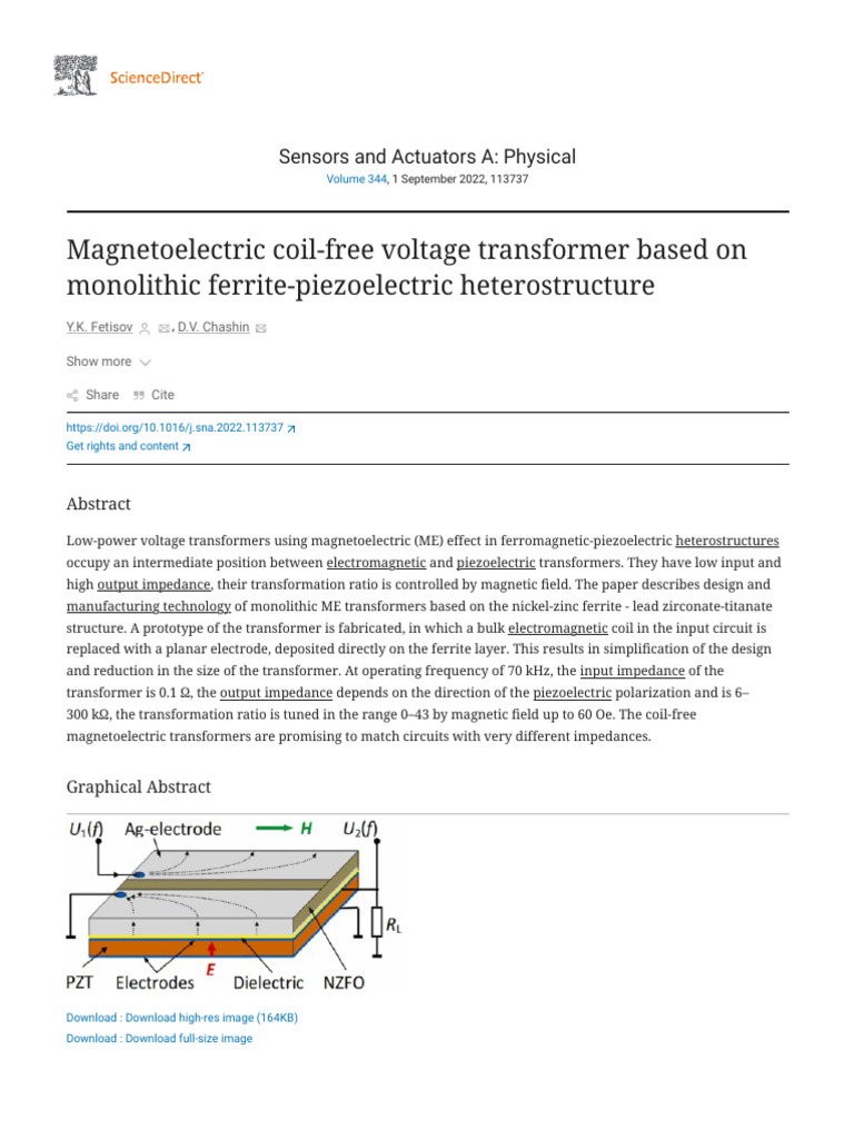 Magnetoelectric Coil-Free Voltage Transformer Based On Monolithic ...
