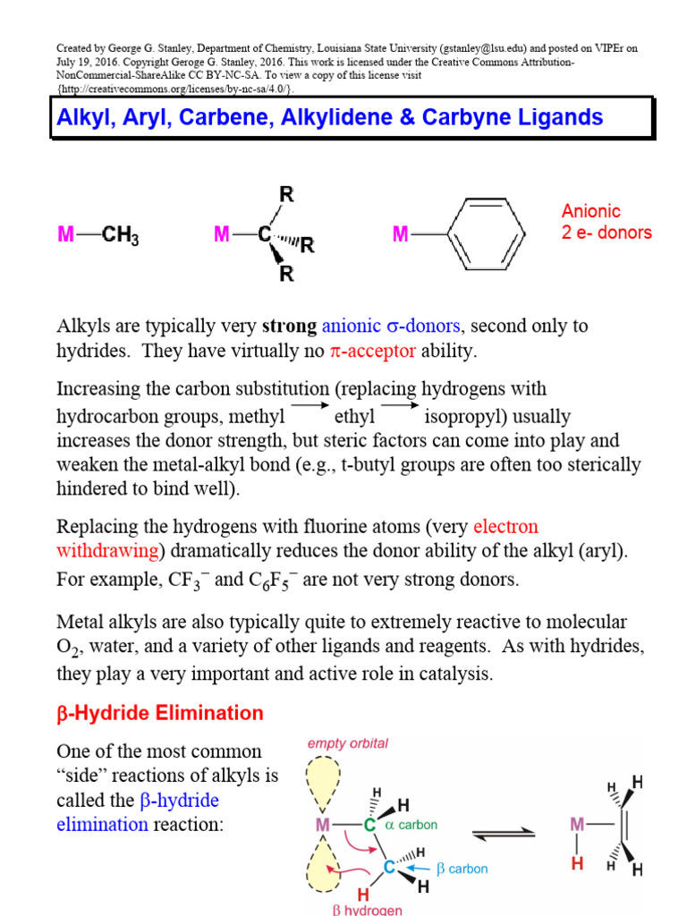 Alkyl, Aryl, Carbene, Alkylidene & Carbyne Ligands | PDF | Ligand ...