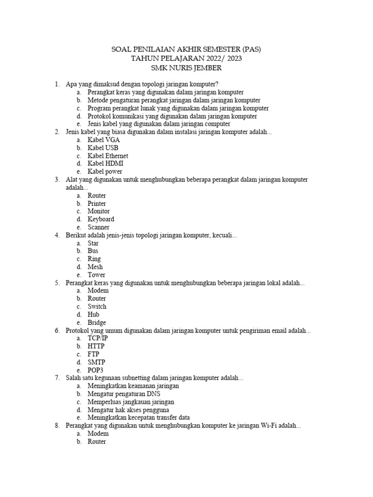 Pas KJD X-Ti Soal-Genap | PDF