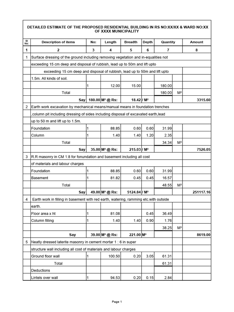 House Estimate | PDF | Screw | Door