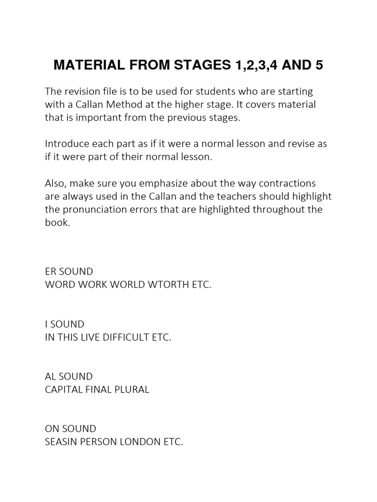 Revision Material Stages 1-5 | PDF
