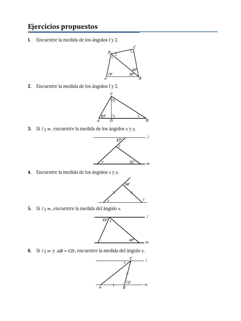 Ejercicios Triangulos | PDF | Triángulo | Geometría del plano euclidiano