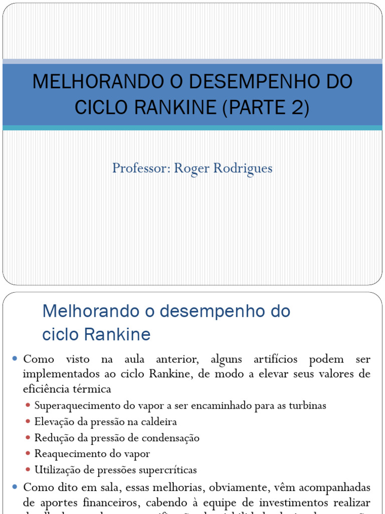 Máquinas Térmicas 04 - Melhorando o Desempenho Do Ciclo Rankine (PARTE ...