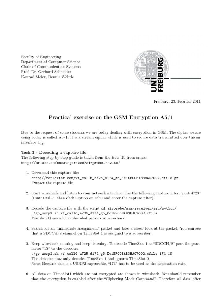 Practical Exercise A51 | PDF | Encryption | Gsm