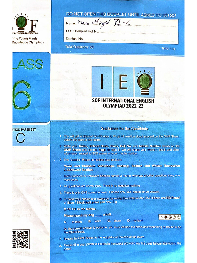 Class 6 Ieo Ans Key | PDF