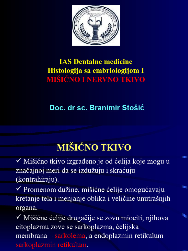 Mišićno I Nervno Tkivo, Oralna Mukoza I Pljuvačne Žlezde | PDF