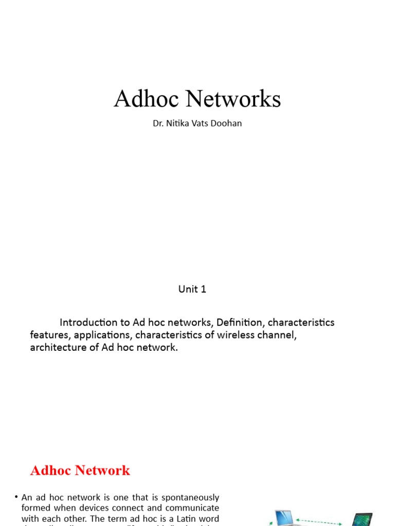 UNIT-1 Adhoc Networks | PDF | Wireless Lan | Wireless Ad Hoc Network