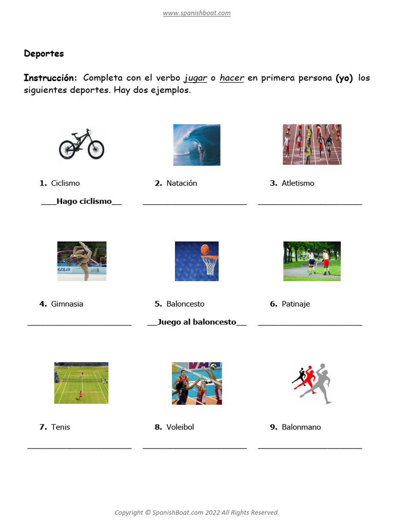 Jugar Hacer Sports Spanish Worksheet | PDF