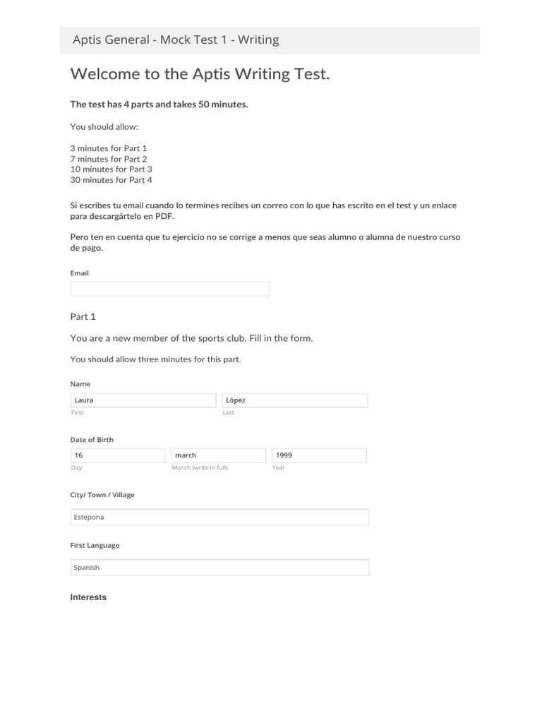 Aptis Writing Test Guide | PDF