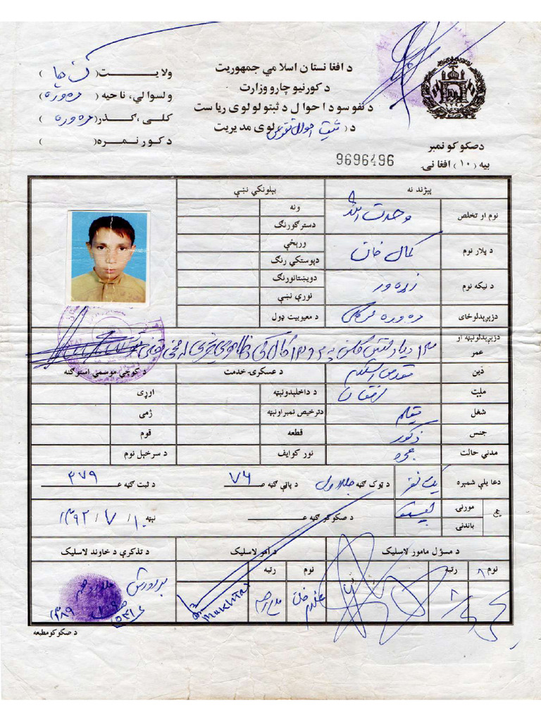 Tazkira (Identity Card) | PDF