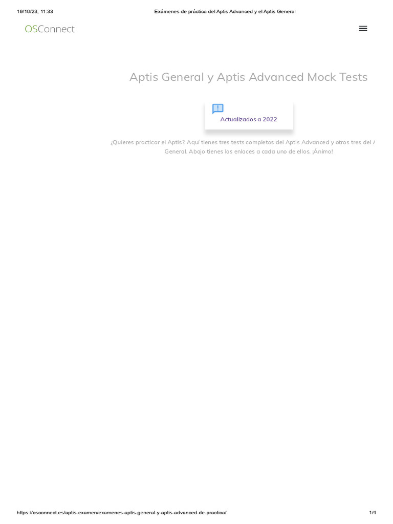 Exámenes de práctica del Aptis Advanced y el Aptis General | PDF