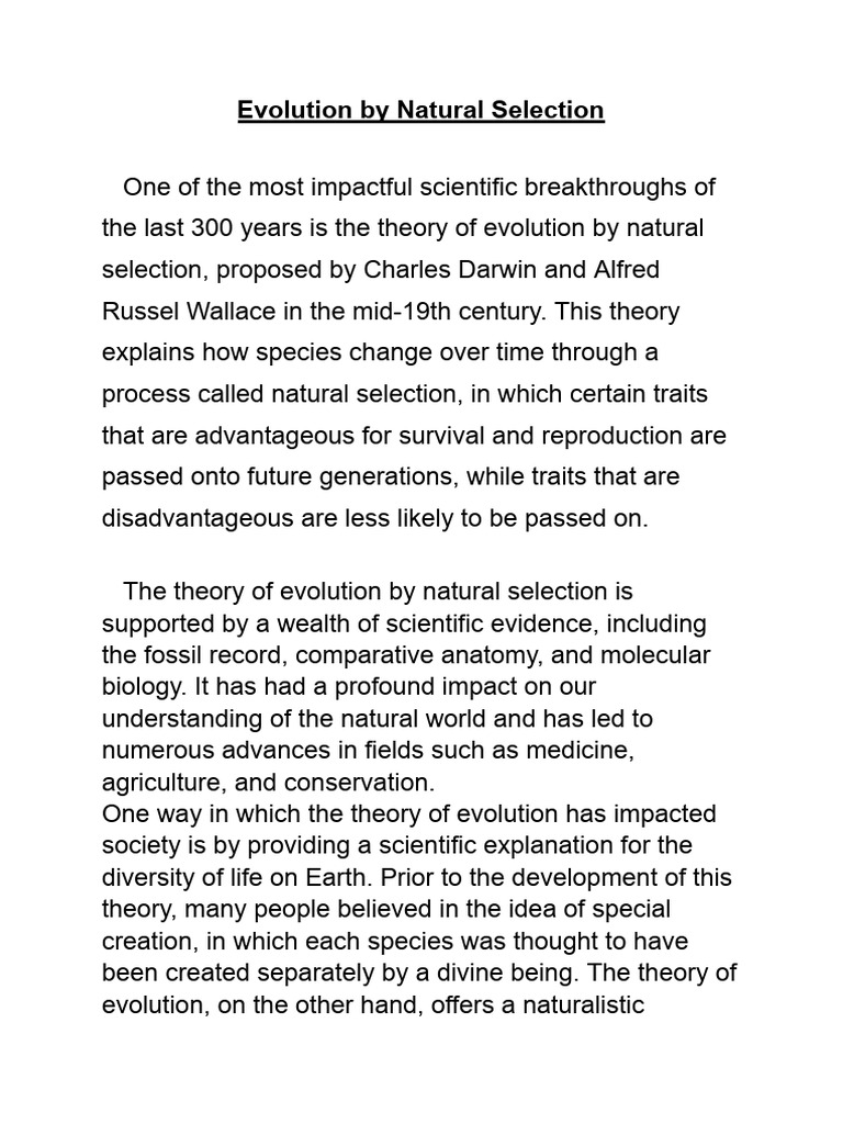 Evolution by Natural Selection | PDF