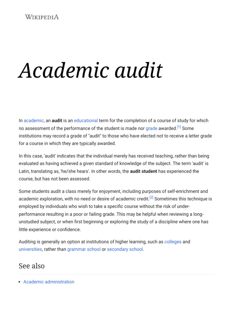 Academic Audit - Wikipedia | PDF