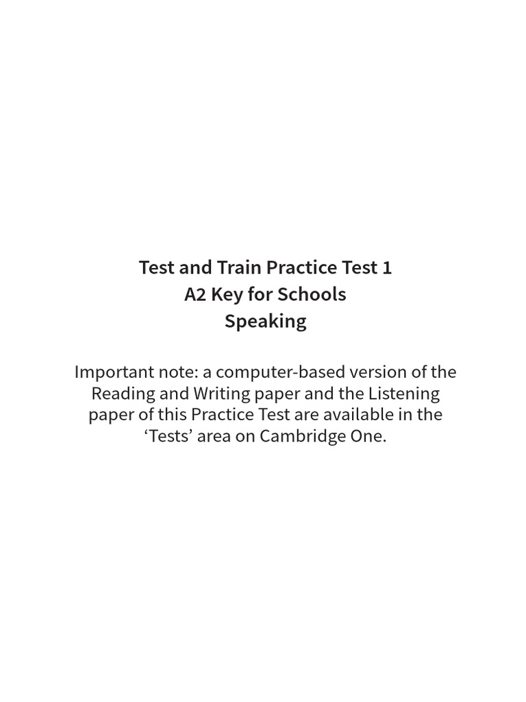 Test and Train Practice Test A2 KFS Speaking Candidate Handout | PDF