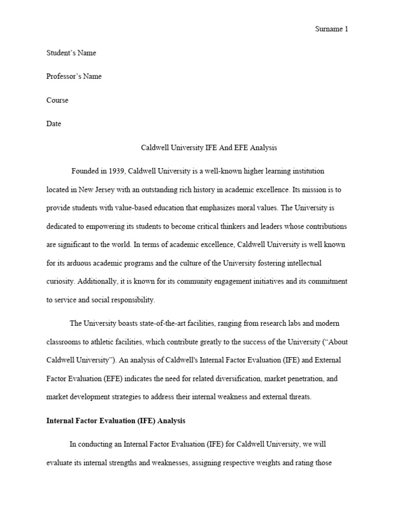 Caldwell University IFE And EFE Analysis.edited | PDF | University ...