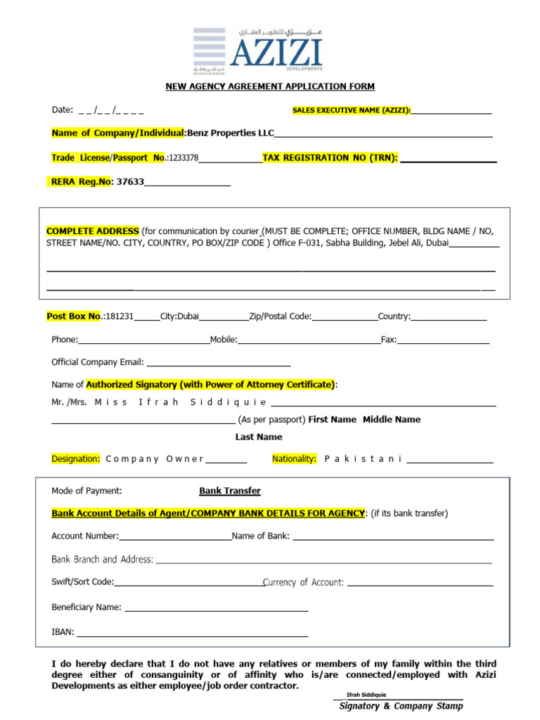 Application - Form - Template Azizi | PDF | Finance & Money Management ...