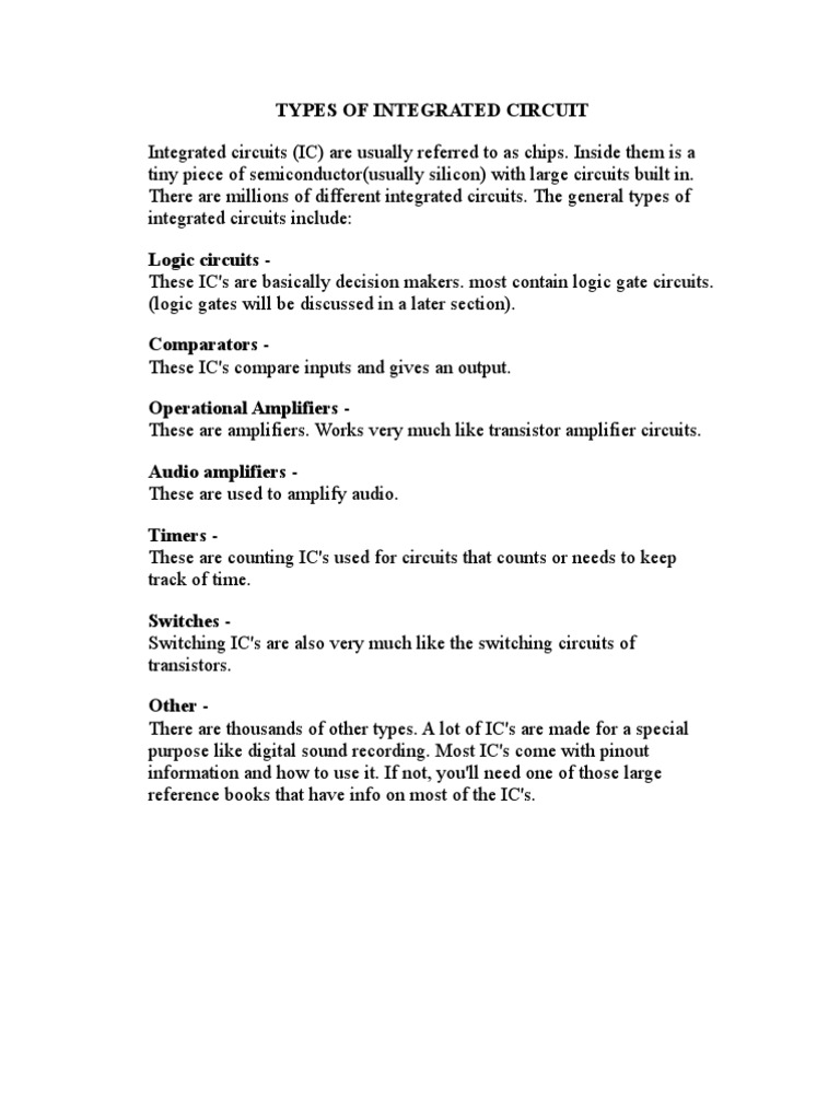 Integrated Circuit Types Explained | PDF