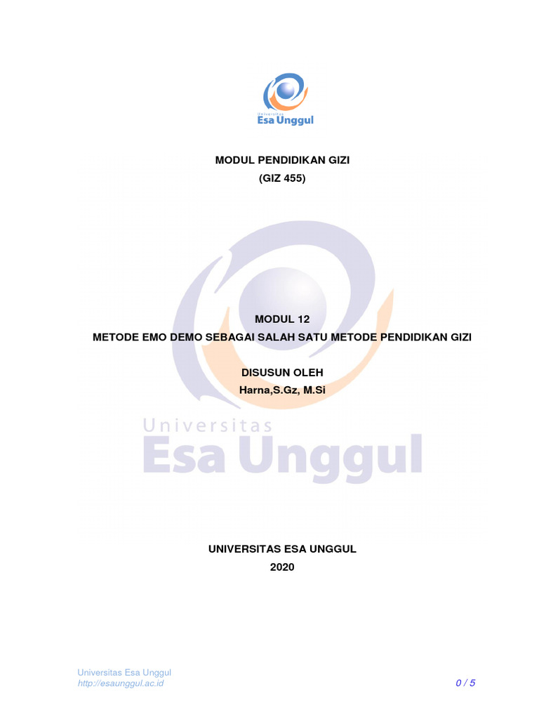 Metode Emo Demo Sebagai Salah Satu Metode Pendidikan Gizi | PDF | Karier & Perkembangan ...