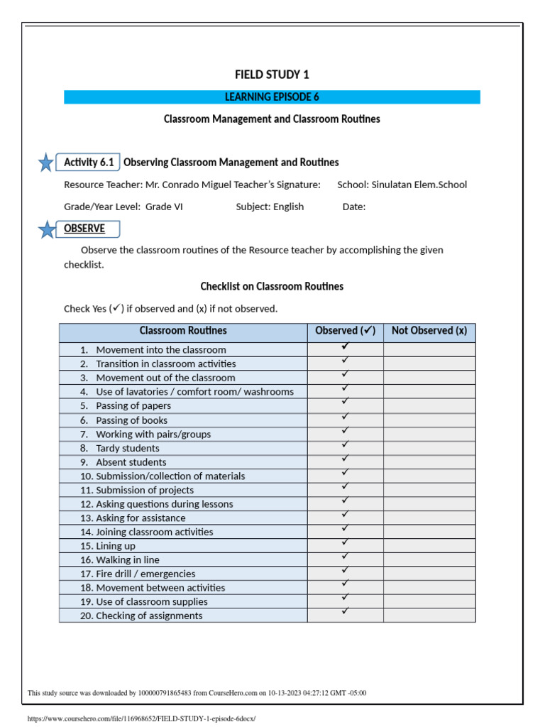 FIELD STUDY 1 Episode 6 | PDF