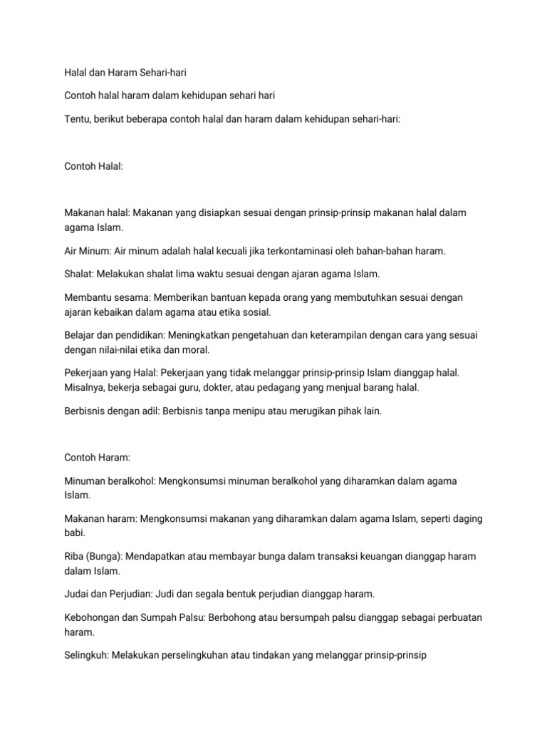 Halal Dan Haram | PDF