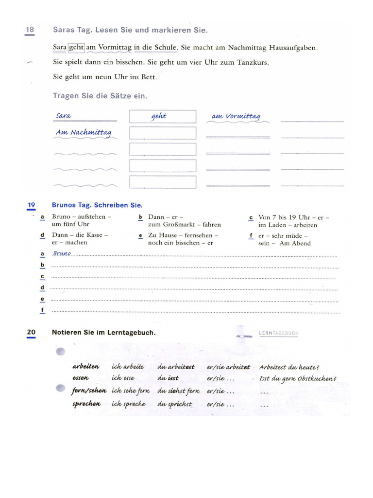 EJERCICIOS DE REPASO ALEMÁN A1 | PDF