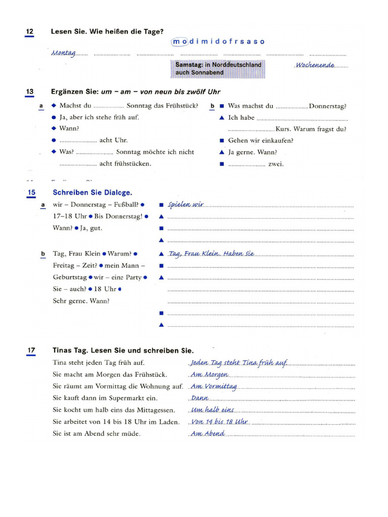 Ejercicios de Repaso Alemán A1 | PDF