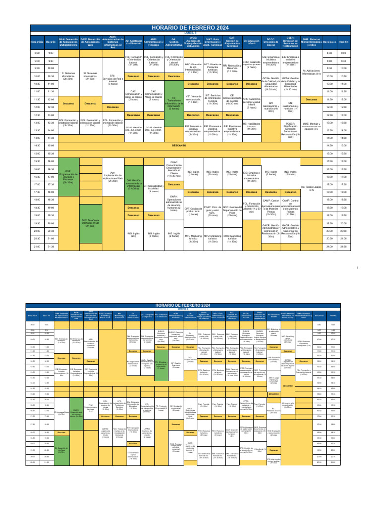 HORARIO EXAÂ¿MENES FEBRERO 2024 | PDF | Business | Economía Financiera