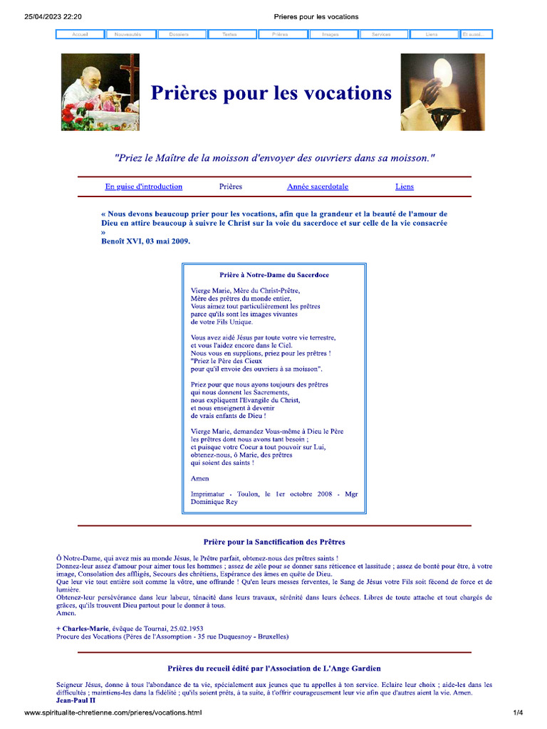 Prière Pour Les Vocations | PDF