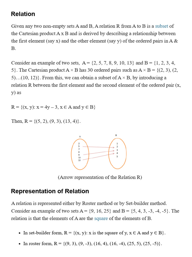 Relations Introduction Representation Terminologies Pdf