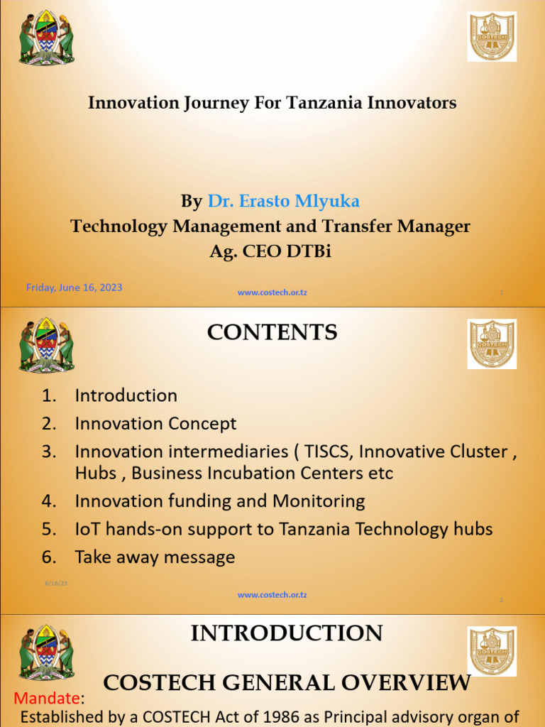 COSTECH Accelration of Innovation Imbeju | PDF | Innovation | Internet ...