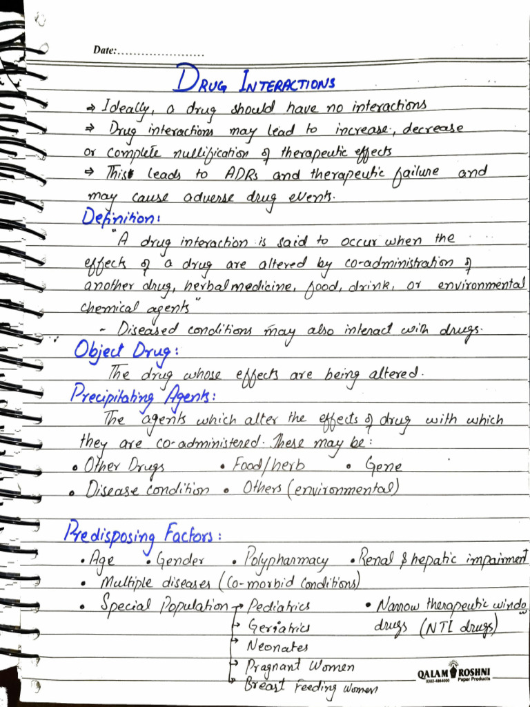 Drug Interactions Notes | PDF