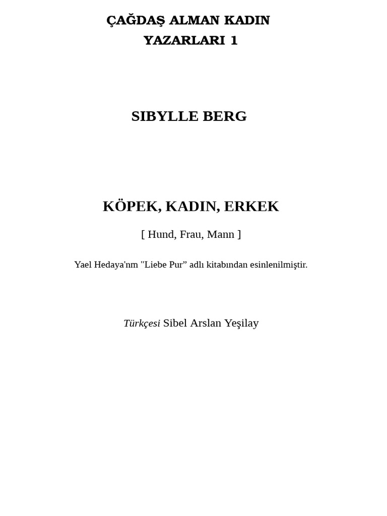 Kopek Kadin Erkek PDF Yazar Sibylle Berg | PDF | General Fiction