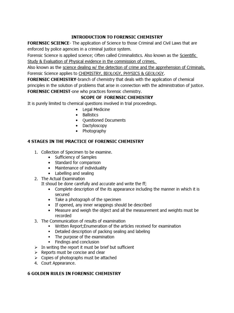 Introduction to Forensic Chemistry 2022 | PDF