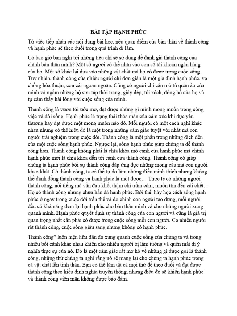 Bài Tập Hạnh Phúc | PDF