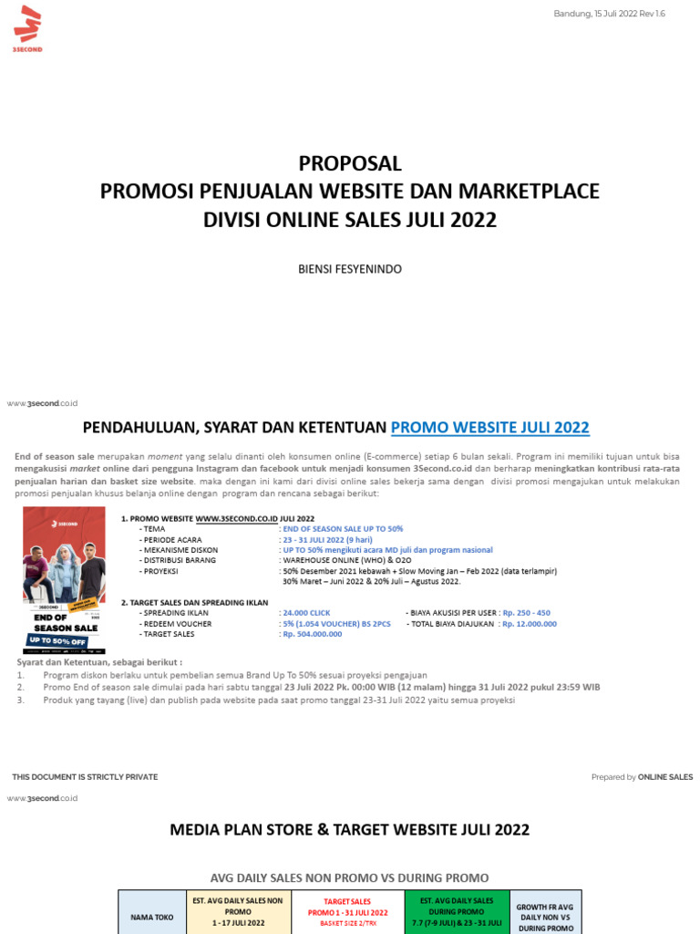 Proposal Sales Promotion Online Juli 2022 | PDF