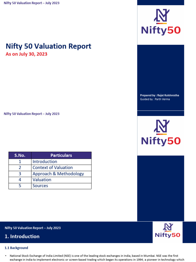 Nifty 50 Valuation Insights | PDF | Valuation (Finance) | Risk Premium