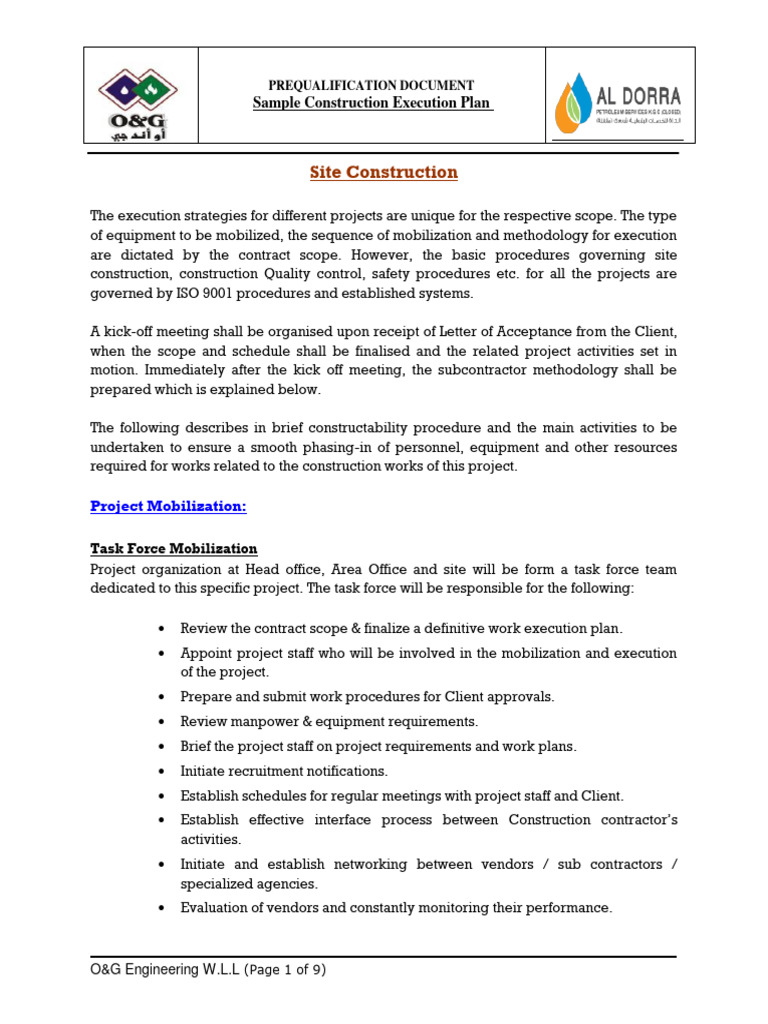 Construction Execution Plan Overview | PDF
