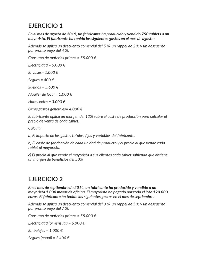 Ejercicio de Repaso | PDF