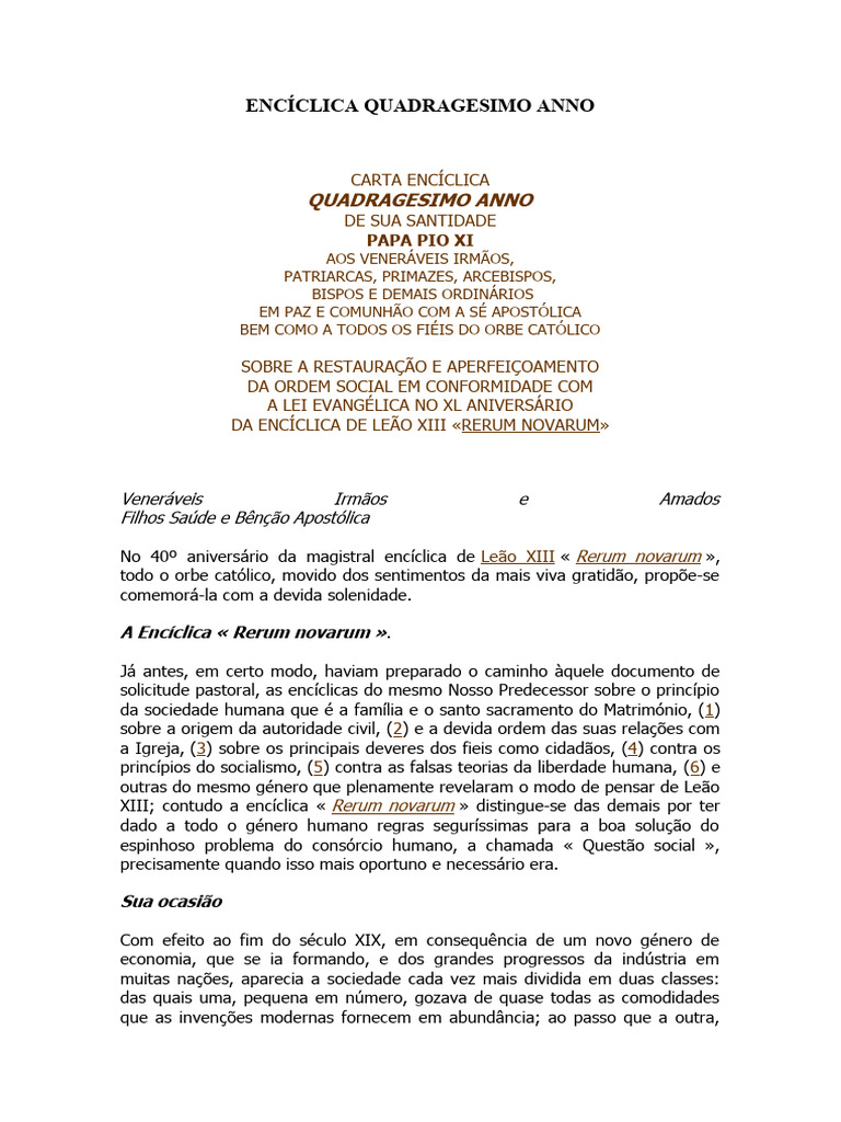 Encíclica Quadragesimo Anno | PDF