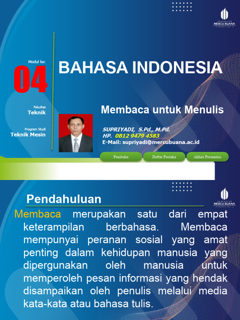 Modul 4 Membaca Untuk Menulis Teknk Mesin | PDF | Karier & Perkembangan