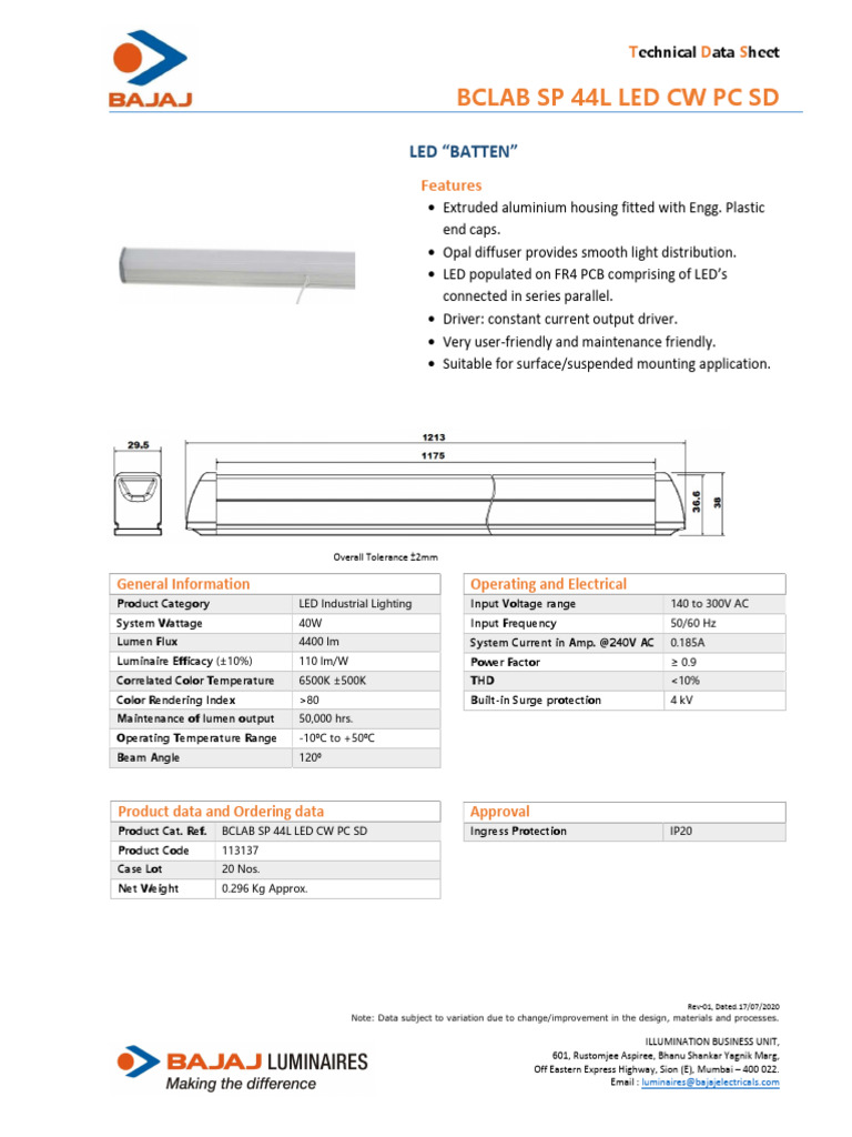 BCLAB SP 44L LED CW PC SD-113137-rev01 | PDF
