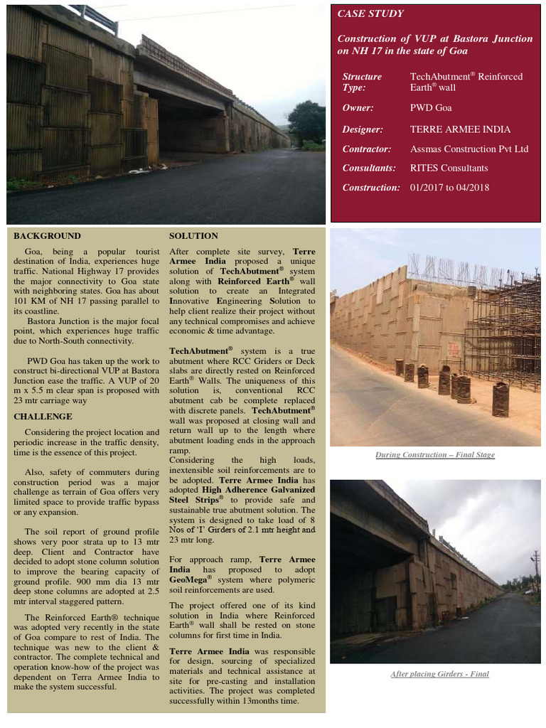 Case Study On Bastora Junction TechAbutment - Goa | PDF | Wall ...
