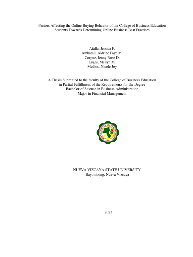 Thesis Afalla Et - Al. 2023 Cbe Bsba FM | PDF | Online Shopping | Retail