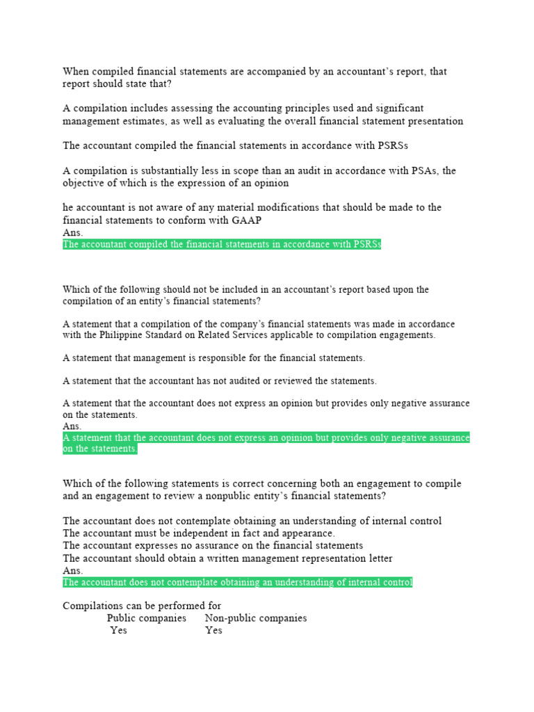 Review, Assurance, and Non-Assurance Services | PDF | Financial Audit ...