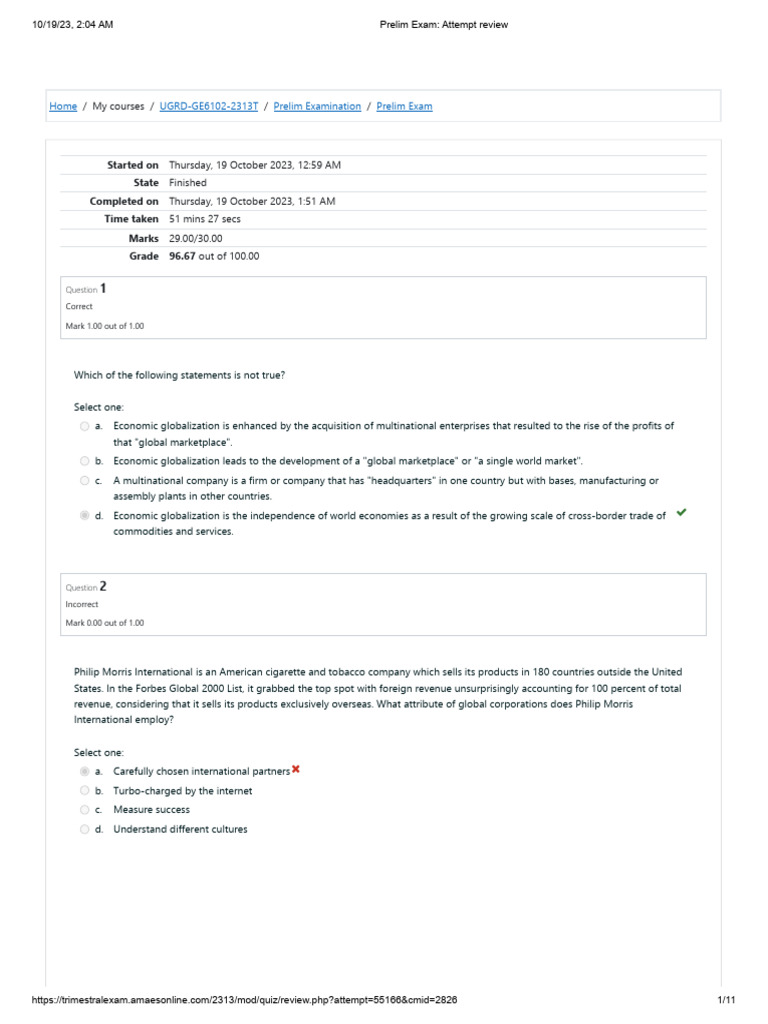 Prelim Exam - Attempt Review UGRD-GE6102 The Contemporary World | PDF | Globalization | United ...