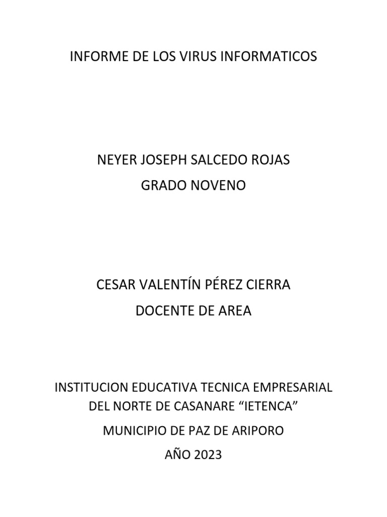 Tipos y características de virus informáticos | PDF | Virus de ...