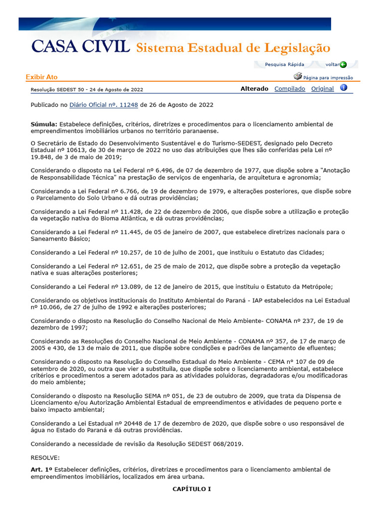 RESOLUÇÃO SEDEST 50 2022 Completa | PDF | Águas residuais | Geociências