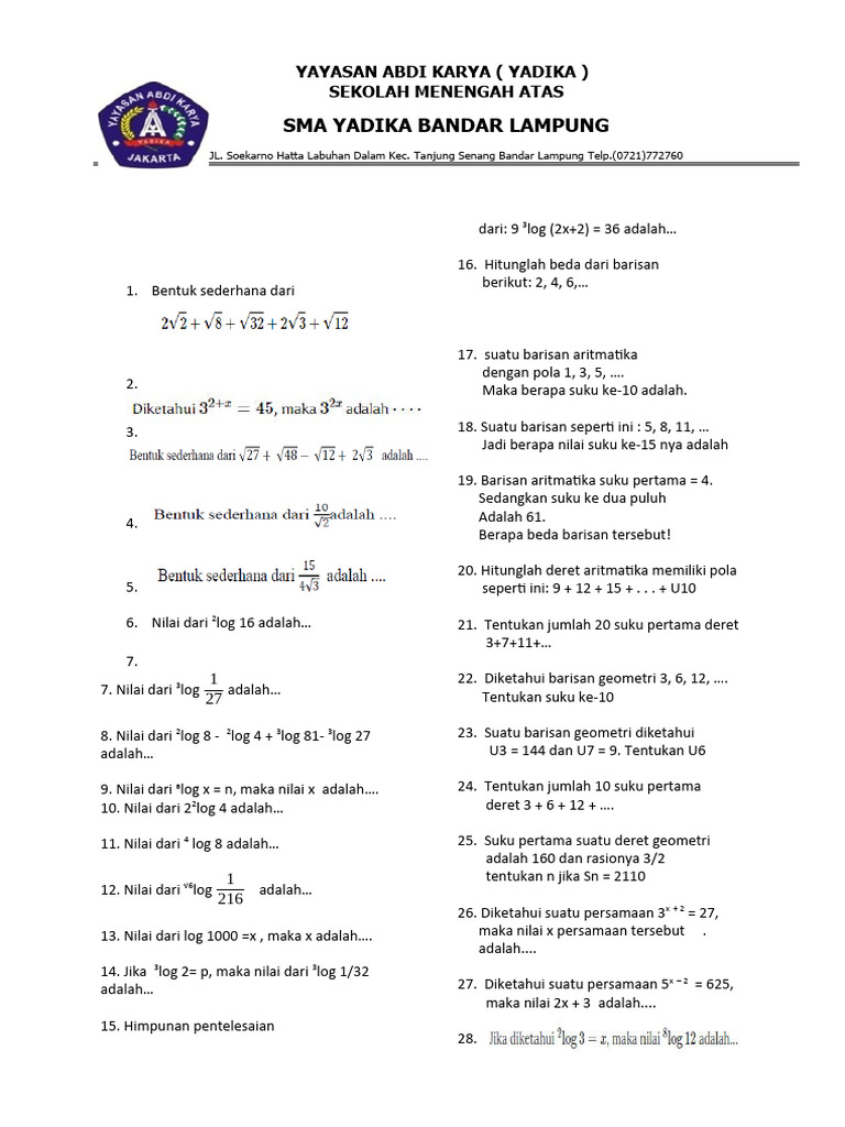 Soal Persiapan PTS | PDF